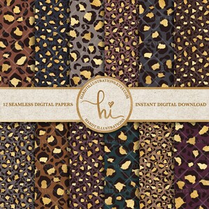 Leopard Print Digital Paper Neutral Gold Leopard Gold Foil - Etsy