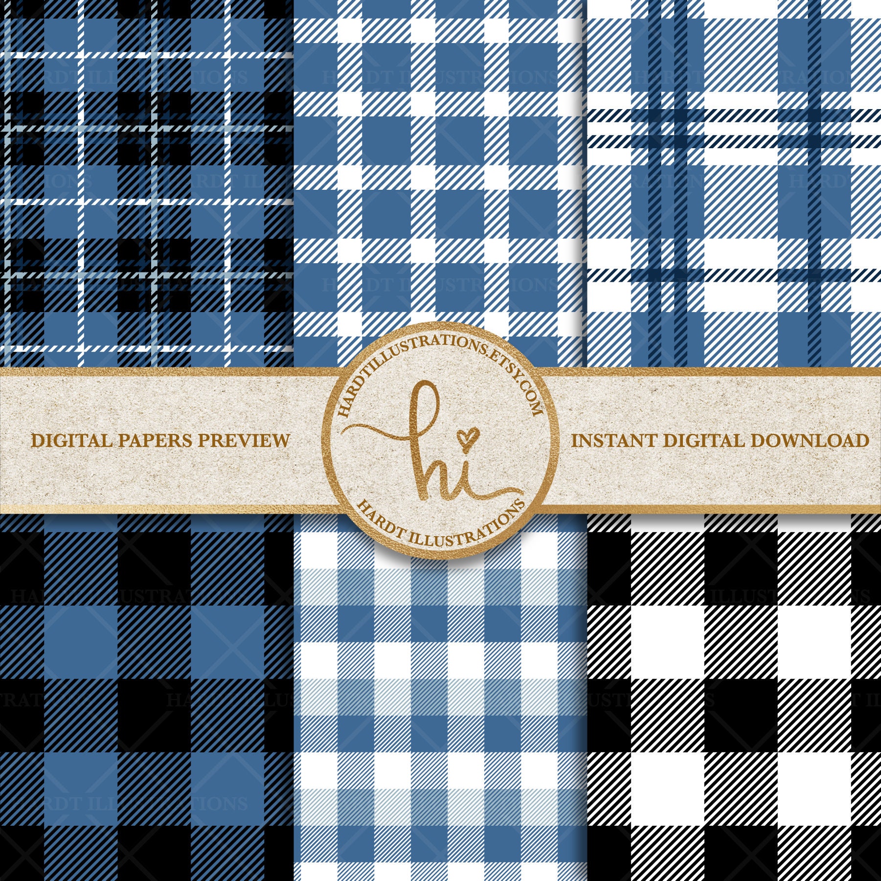Blue Buffalo Plaid Digital Paper Winter Plaid Paper Buffalo | Etsy