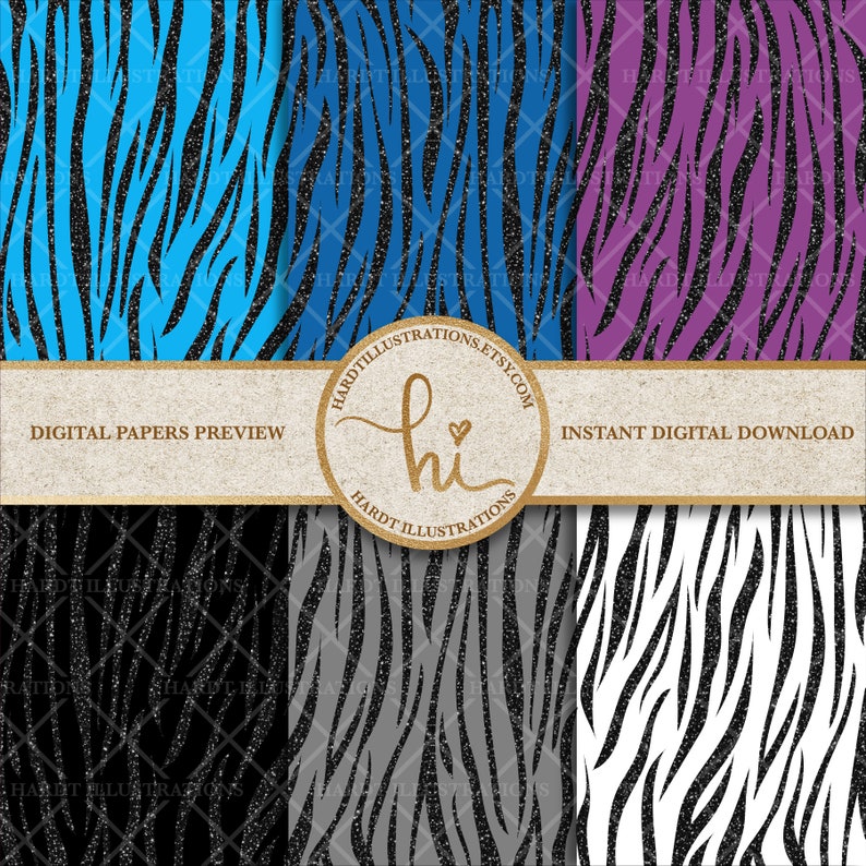 Glitter Tiger Stripes Digital Paper Funky Animal Print - Etsy Sweden