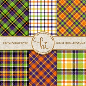 Halloween Plaid Digital Paper Spooky Harvest Digital Paper - Etsy