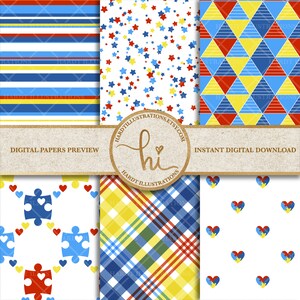Autism Digital Paper, Autism Awareness Day, World Autism Month, Jigsaw ...