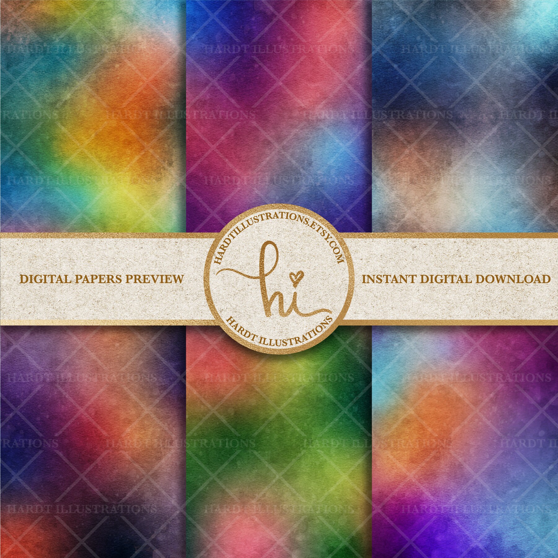 Vibrant Watercolor Digital Paper Colorful Ombre Grunge - Etsy