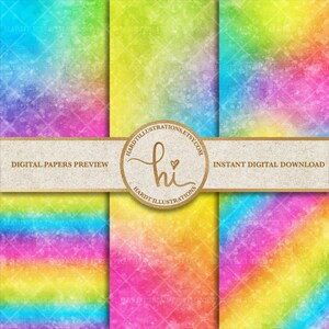 Bright Rainbow Watercolor Digital Paper, Ombre Gradient Digital Paper ...
