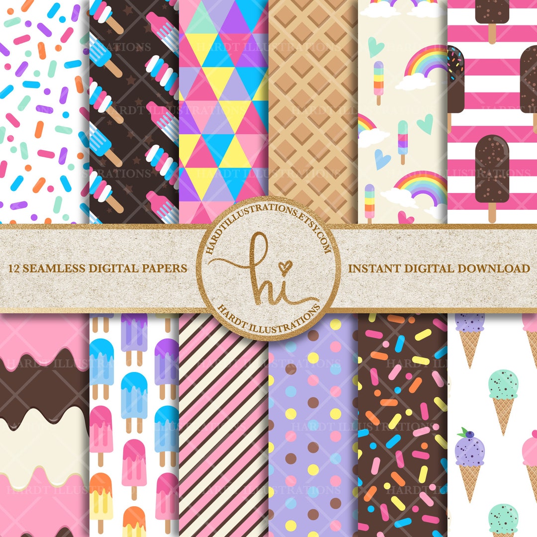 Ice Cream Digital Paper, Popsicle Digital Paper, Sprinkles Digital ...