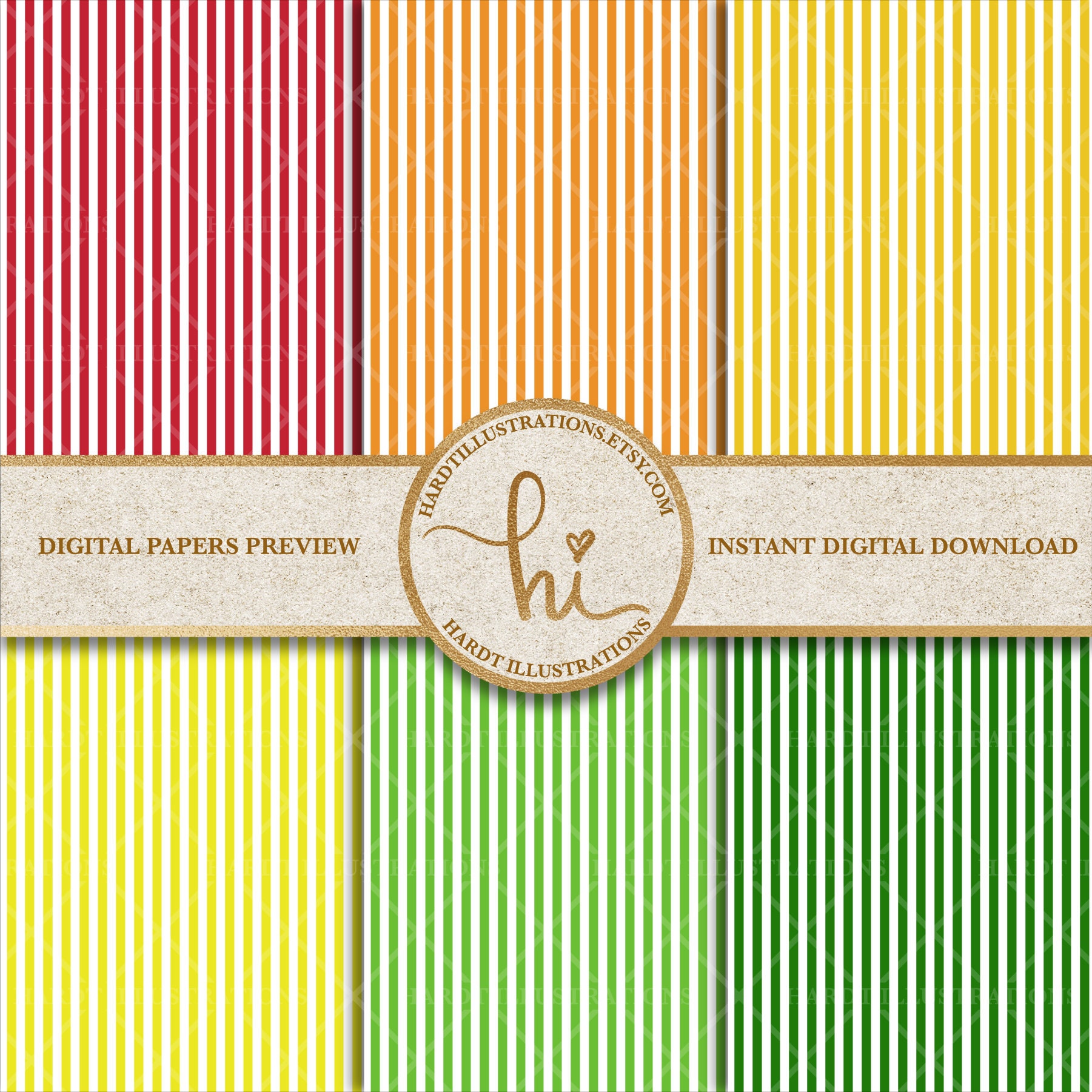 Stripes Digital Paper Rainbow Candy Stripe Paper Preppy | Etsy