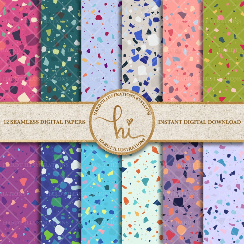 Bright Terrazzo Digital Paper Terrazzo Textures Terrazzo | Etsy