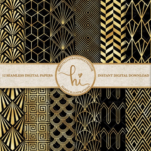 GOLD Digital Paper and Printable Background Patterns - Etsy