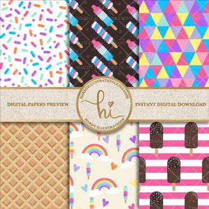 Ice Cream Digital Paper, Popsicle Digital Paper, Sprinkles Digital ...