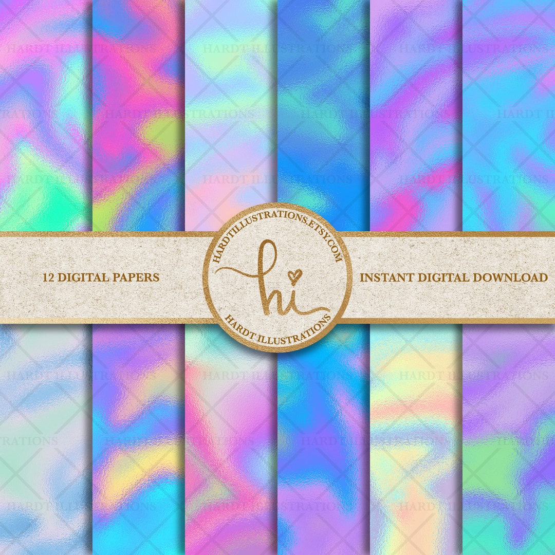 Holographic Foil Digital Paper, Iridescent Foil Texture, Pearlescent ...