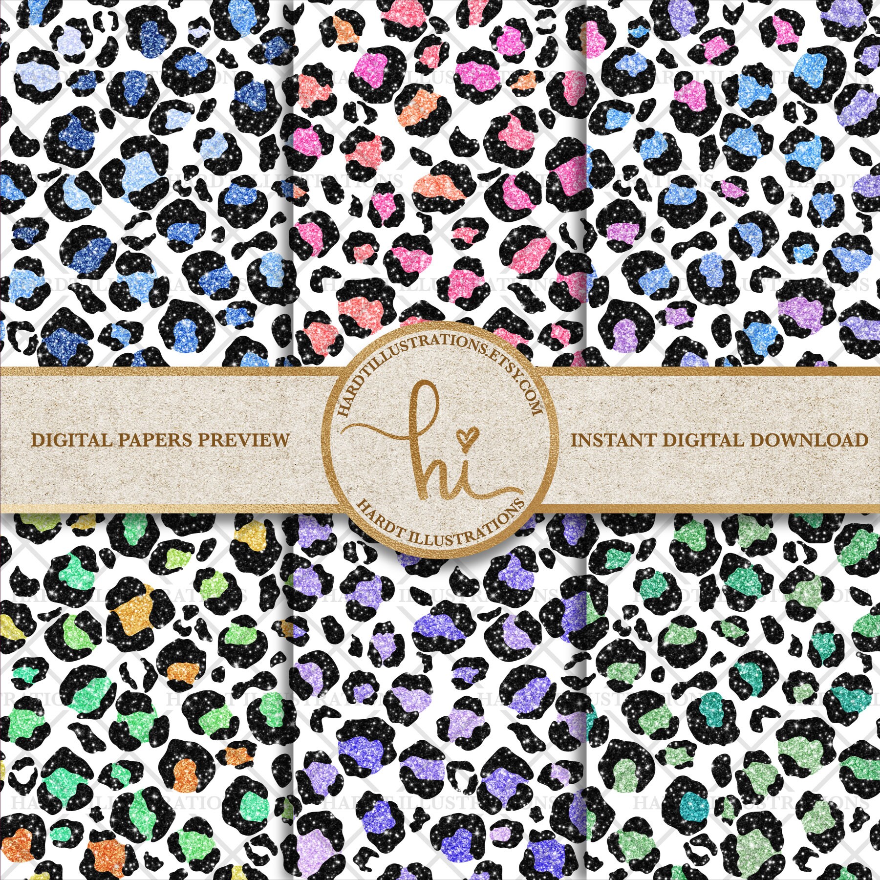 Glitter Leopard Print Digital Paper Rainbow Leopard Print - Etsy