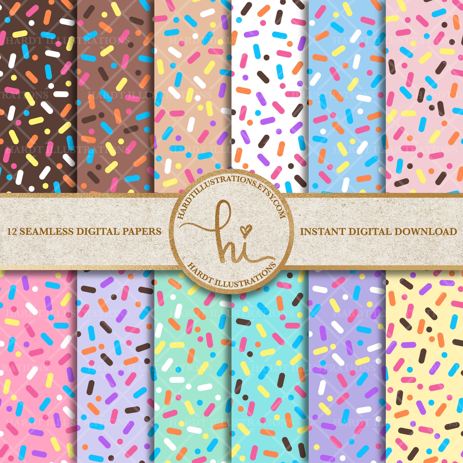 Thick Sprinkles Digital Paper Rainbow Confetti Pastel Donut - Etsy