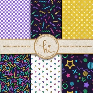 Retro Digital Paper, Confetti Sprinkles, Nerdy Geeky Paper, Geometric ...