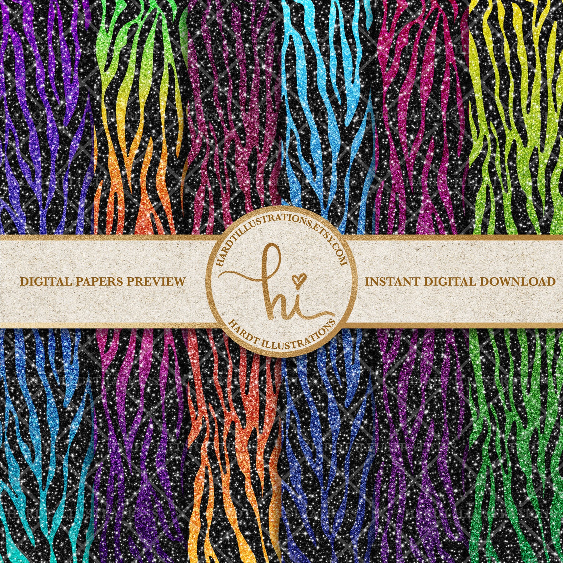 Glitter Zebra Stripes Digital Paper Funky Animal Print | Etsy