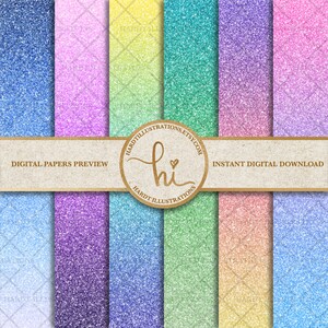 Pastel Ombre Glitter Digital Paper, Gradient Glitter Background ...