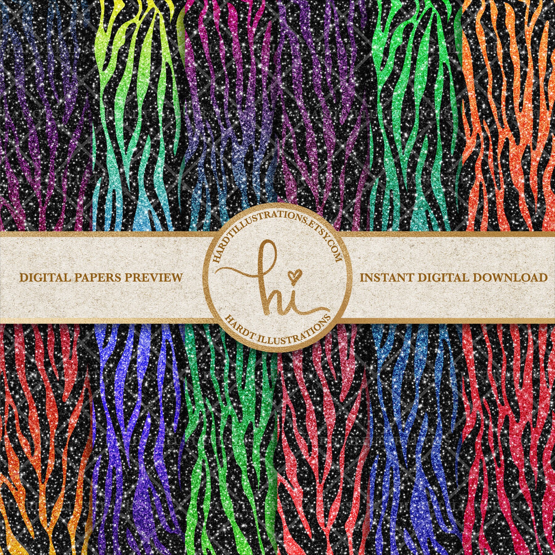 Glitter Zebra Stripes Digital Paper Funky Animal Print | Etsy