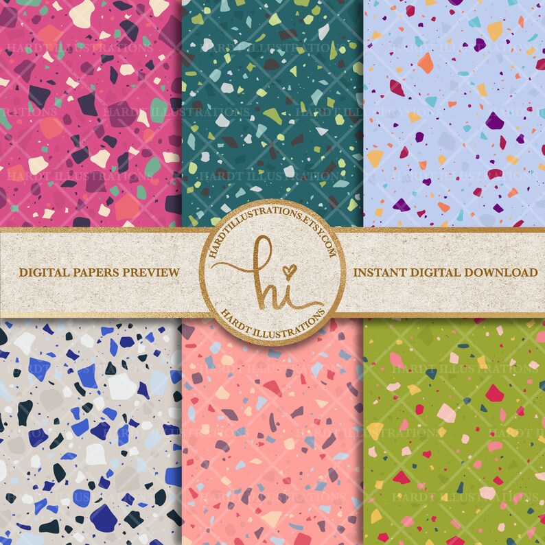 Bright Terrazzo Digital Paper Terrazzo Textures Terrazzo | Etsy