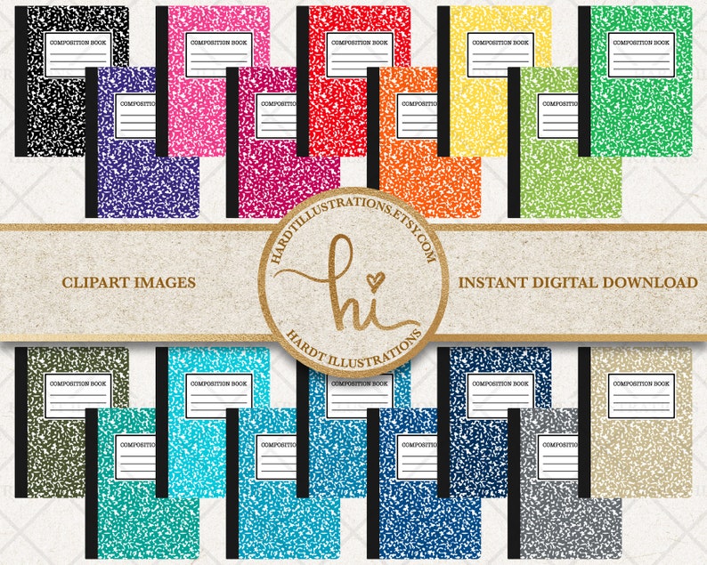 Composition Notebook Clip Art Composition Book Clipart - Etsy
