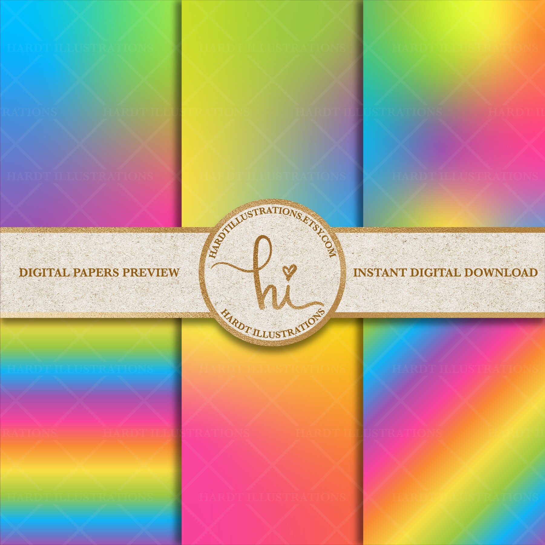 Bright Rainbow Gradient Digital Paper Ombre Gradient Digital - Etsy