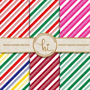 Candy Cane Stripes Digital Paper, Christmas Wallpaper, Peppermint ...