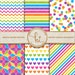 Bright Rainbow Digital Paper, Colorful Rainbow Pattern, Geometric ...