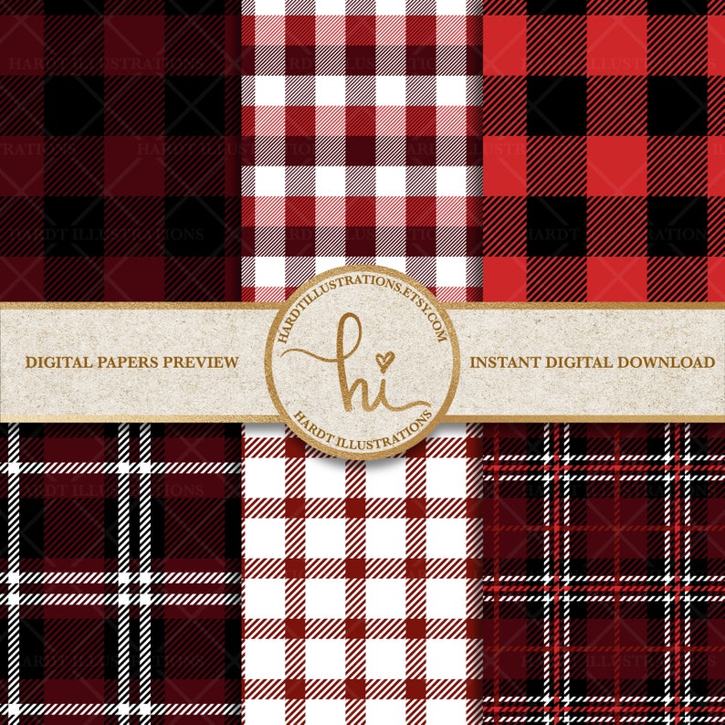 Red Buffalo Plaid Digital Paper Buffalo Check Design - Etsy Hong Kong