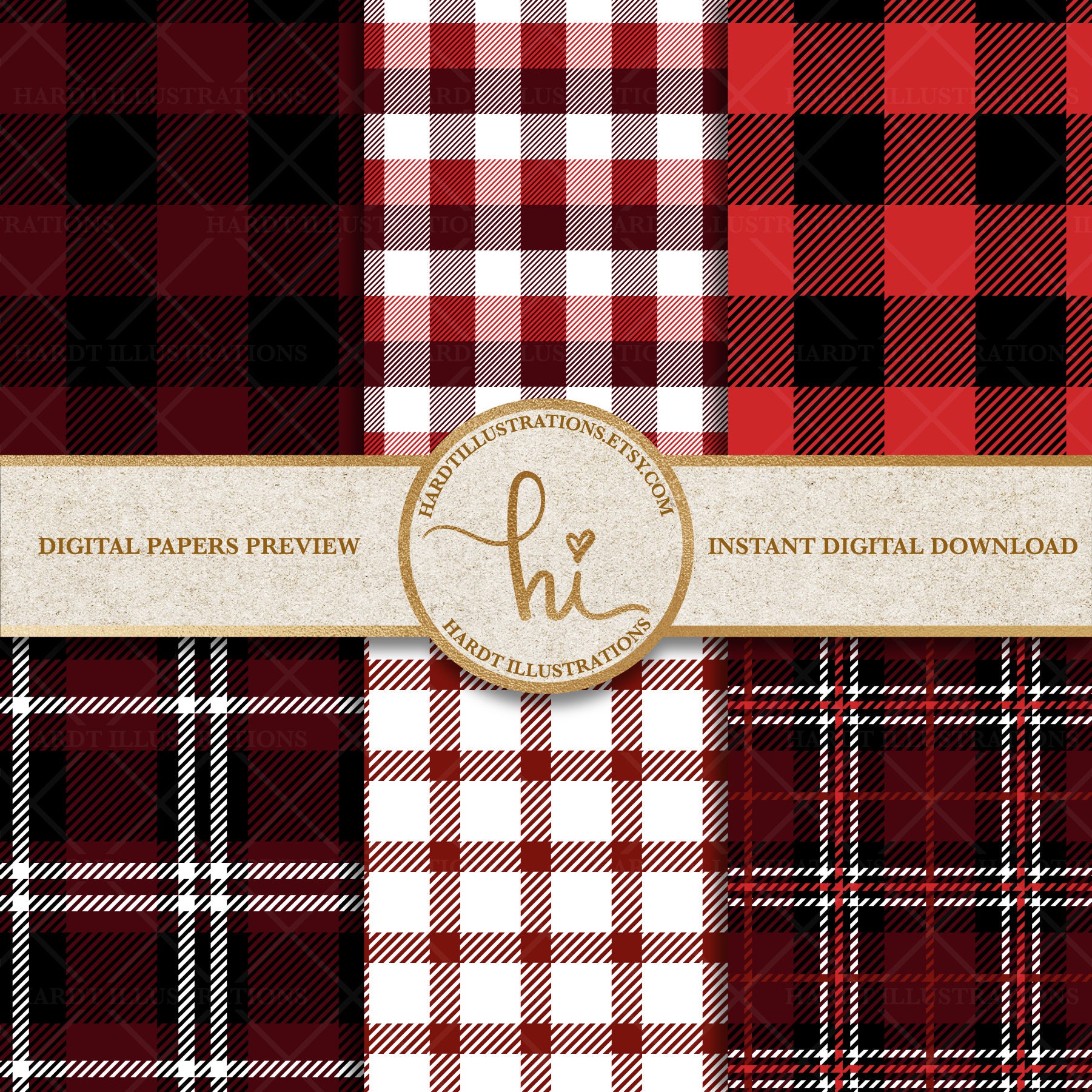 Red Buffalo Plaid Digital Paper Buffalo Check Design - Etsy Hong Kong