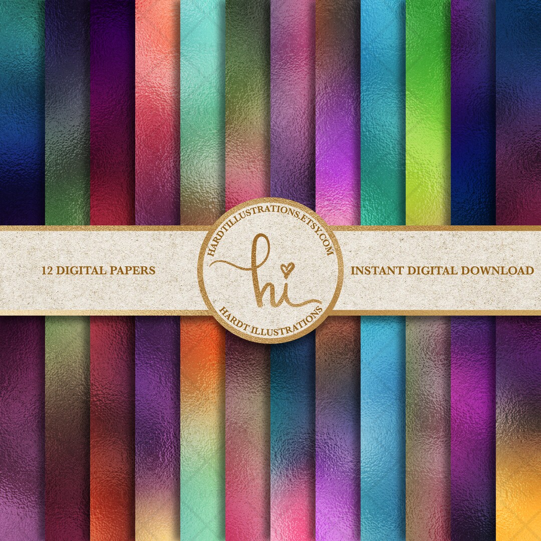Iridescent Foil Digital Paper, Holographic Gradient Background ...