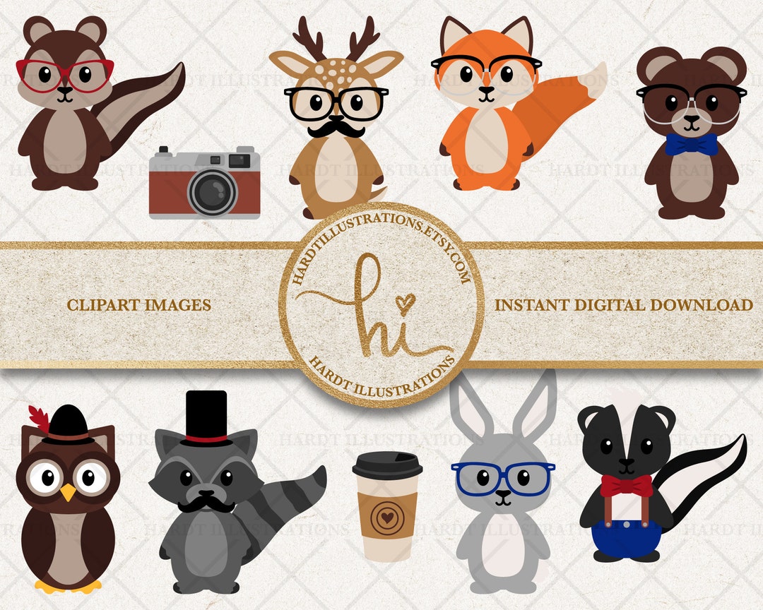 Hipster Woodland Animals Clipart, Hipster Woodland Animals Clip Art ...