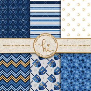 Hanukkah Digital Paper, Jewish Digital Paper, Star of David Design ...