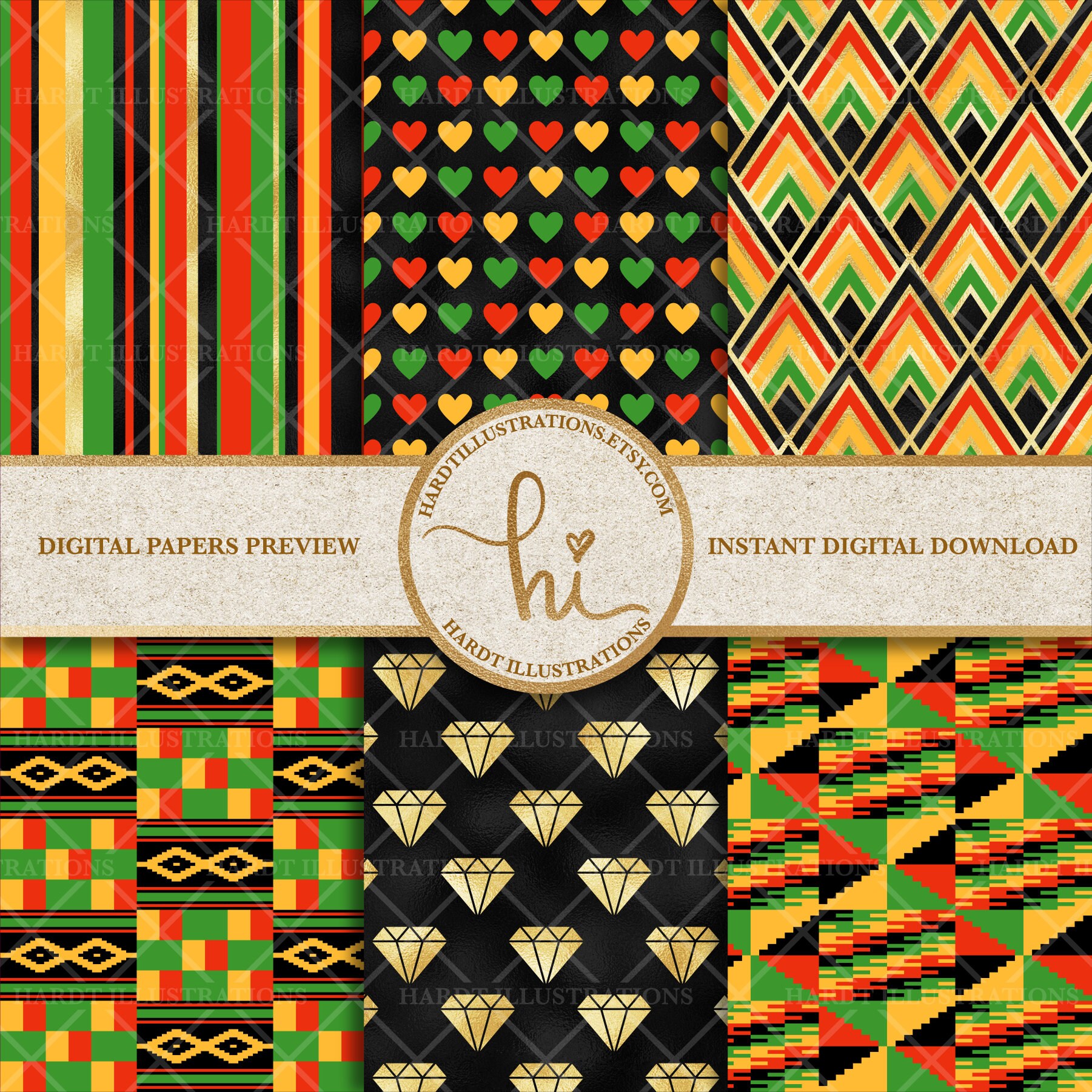 Kwanzaa Digital Paper Africa Digital Paper African Kente | Etsy