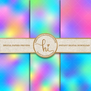 Neon Rainbow Gradient Digital Paper, Ombre Gradient Digital Paper, Cute ...