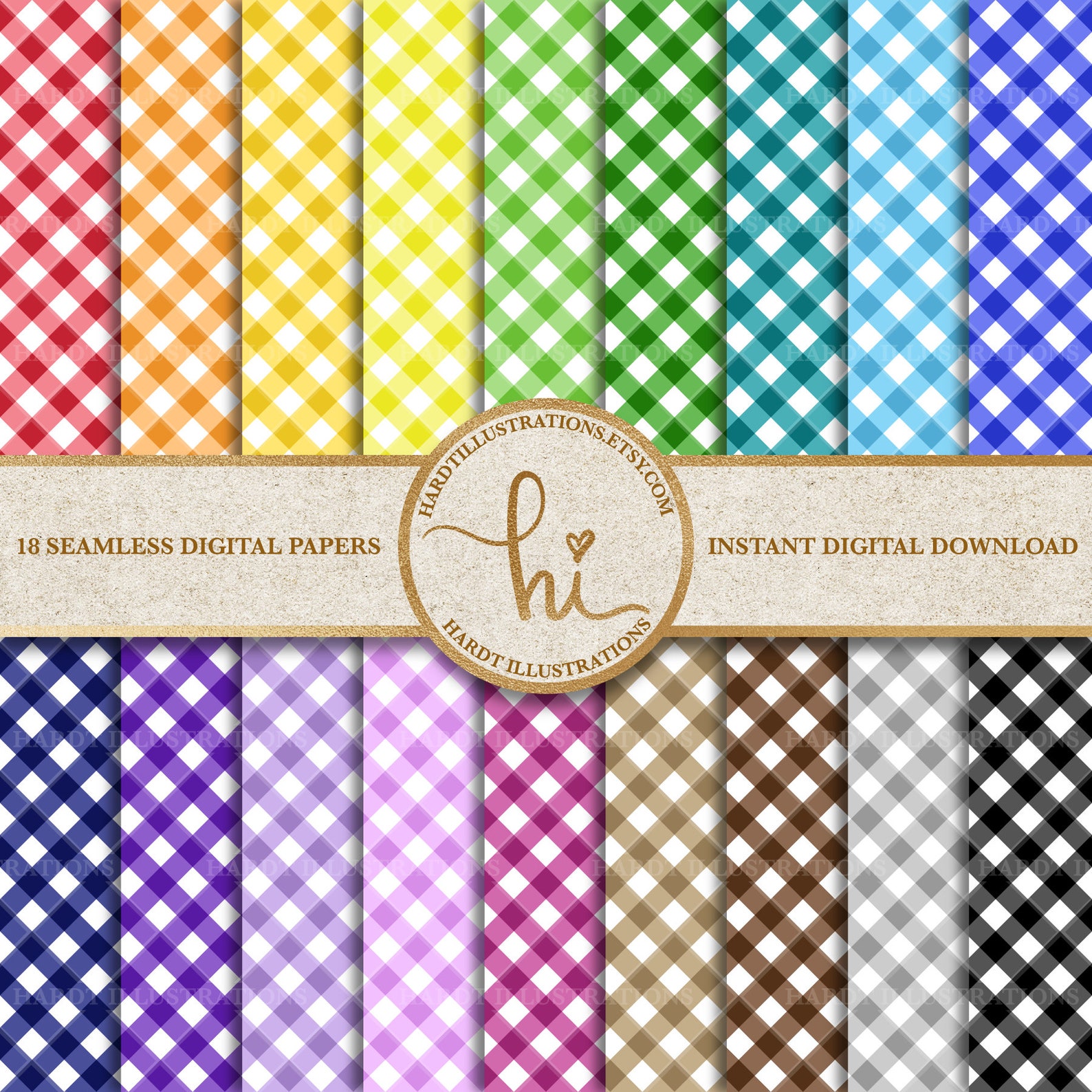Diagonal Gingham Digital Paper Rainbow Gingham Fabric Design - Etsy