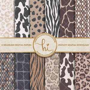 Neutral Animal Print Digital Paper, Safari Digital Paper, Zoo Animals ...