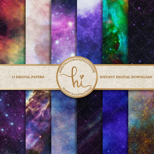 Galaxy Digital Paper Night Sky Background Outer Space Stars - Etsy