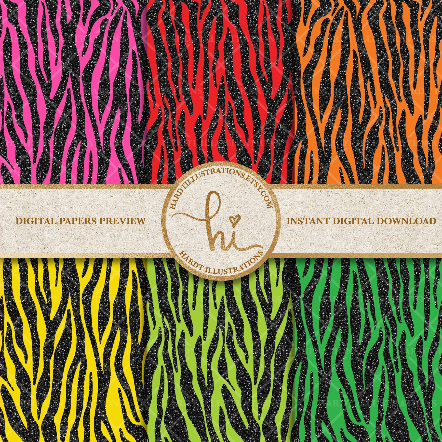 Glitter Zebra Stripes Digital Paper Funky Animal Print | Etsy