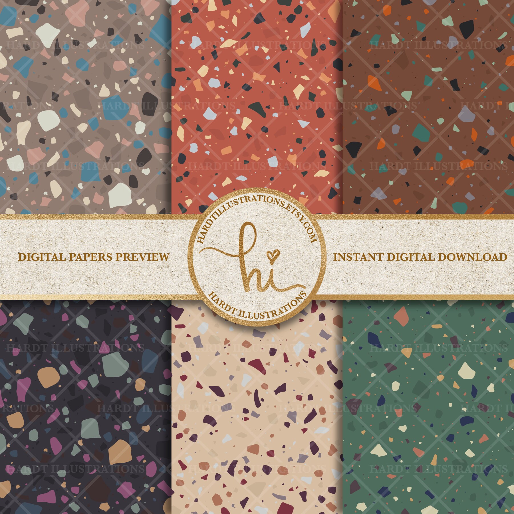 Autumn Terrazzo Digital Paper Terrazzo Textures Terrazzo | Etsy