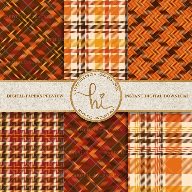 Thanksgiving Plaid Digital Paper Autumn Checkered Design - Etsy