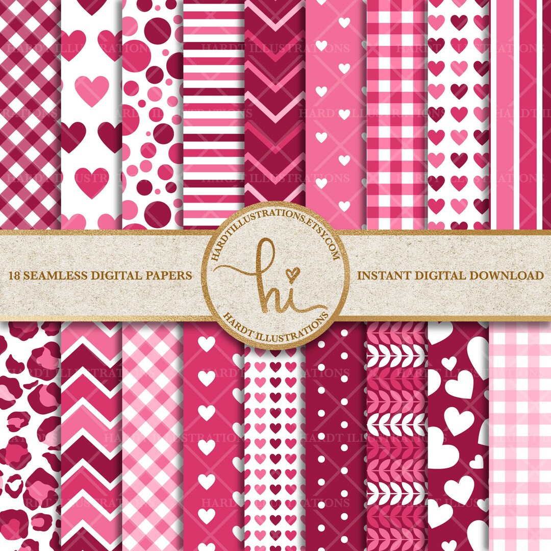 Blush Pink Valentine Digital Paper, Love Digital Paper, Valentine's Day ...