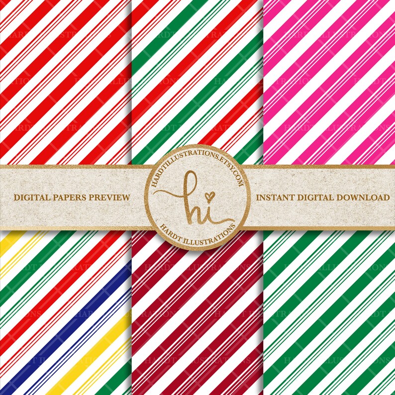 Candy Cane Stripes Digital Paper Christmas Wallpaper Etsy