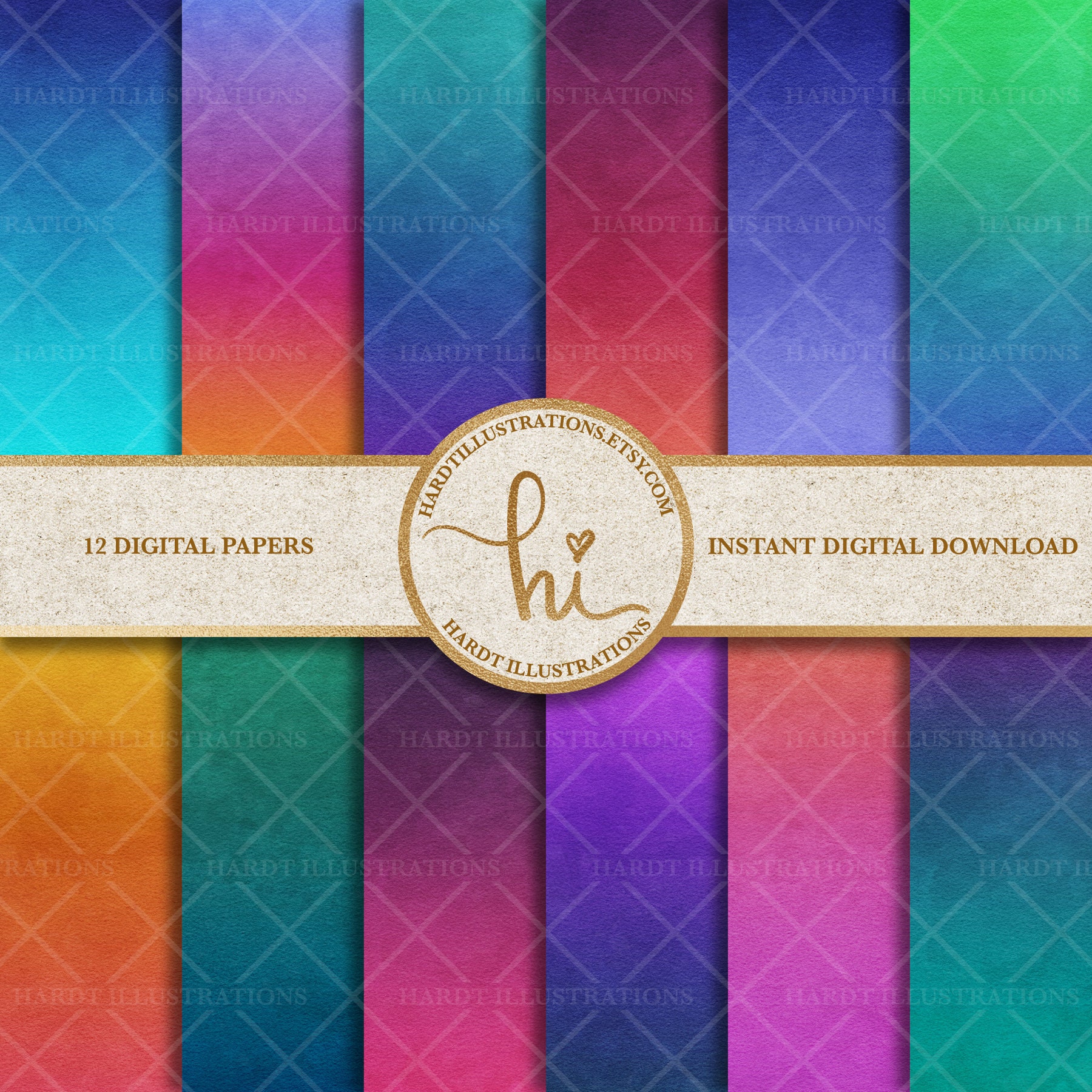 Deep Ombre Watercolor Digital Paper Rainbow Gradient Elements - Etsy