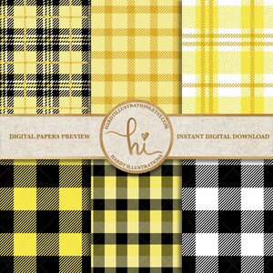 Yellow Buffalo Plaid Digital Paper, Buffalo Check Design, Lumberjack ...