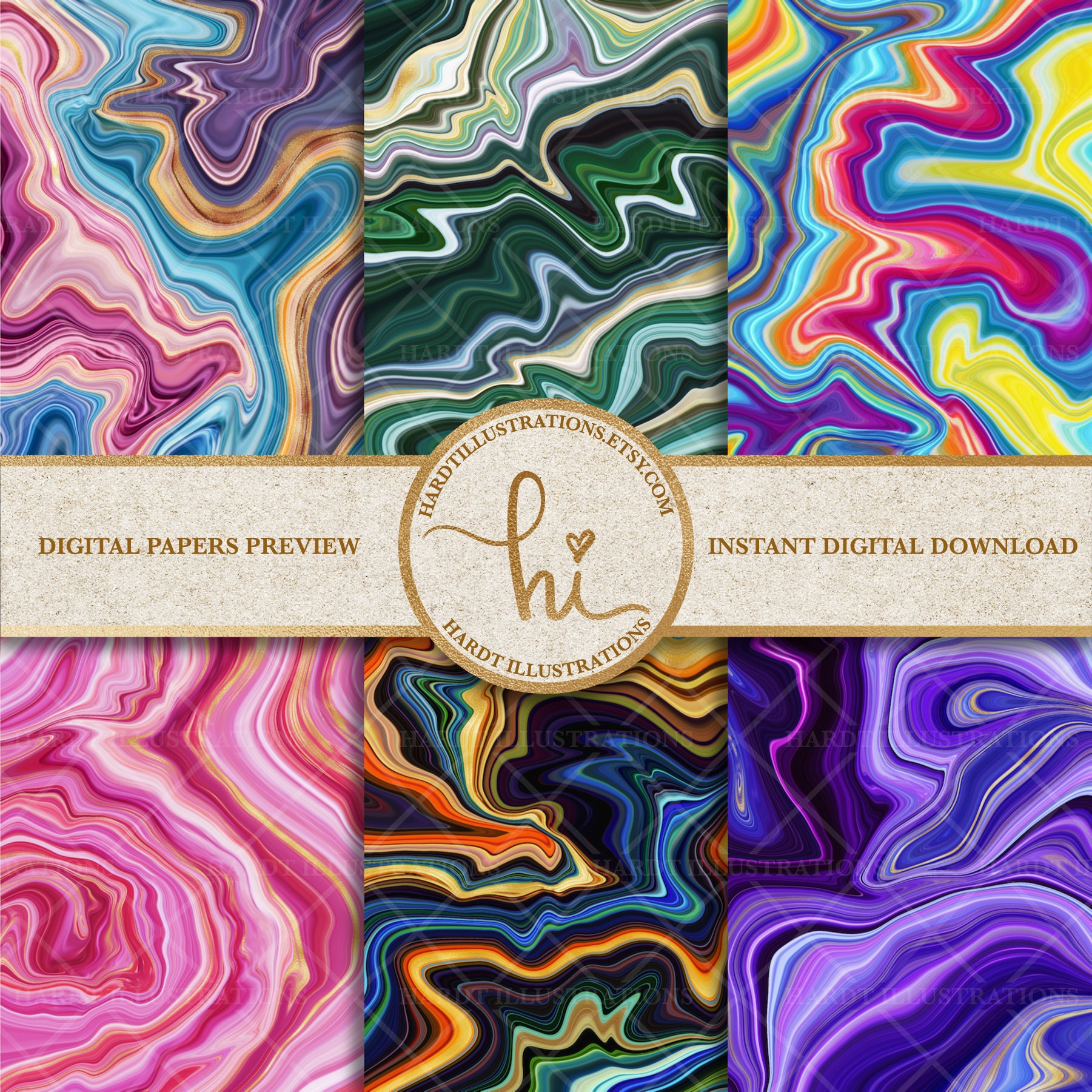 Colorful Swirls Digital Paper Liquid Marble Digital Paper | Etsy