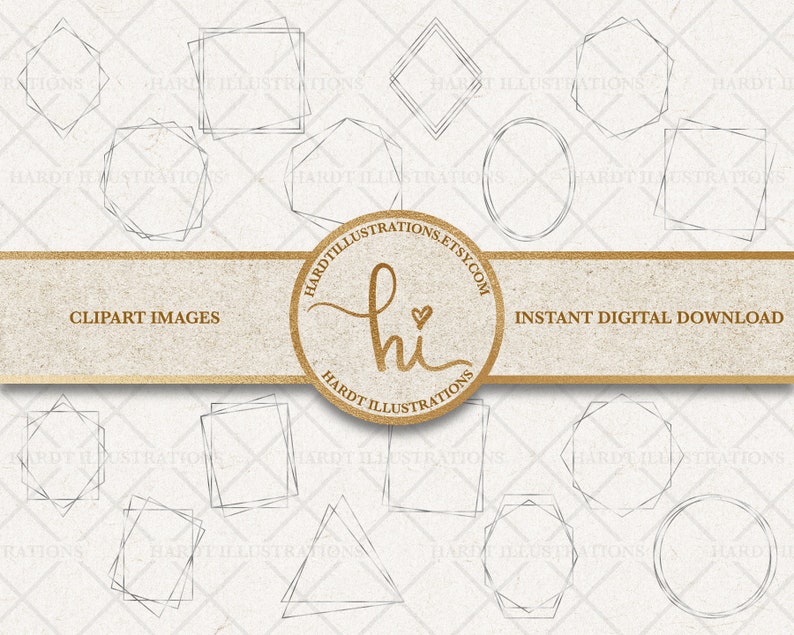 Silver Geometric Frame Clipart Polygonal Frames Clipart DIY | Etsy