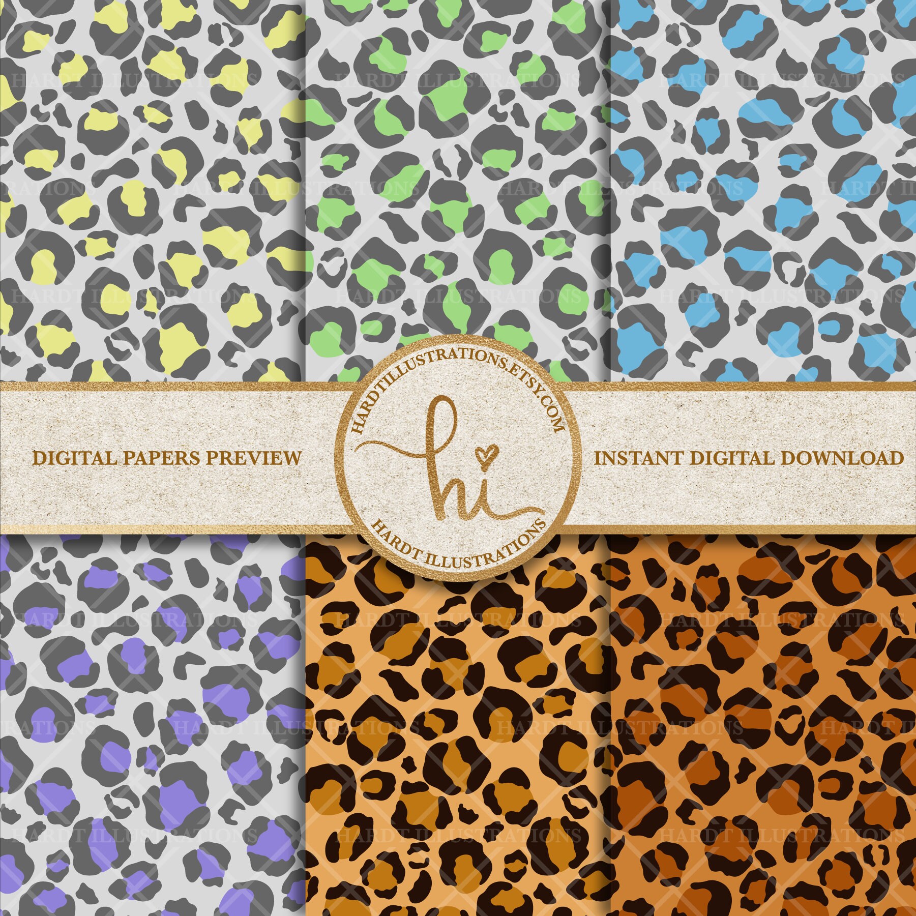 Leopard Print Digital Paper Leopard Print Design Retro | Etsy