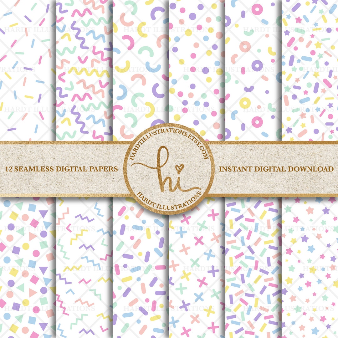 Pastel Rainbow Confetti Digital Paper, Confetti Background, Birthday ...