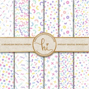 Pastel Rainbow Confetti Digital Paper, Confetti Background, Birthday ...