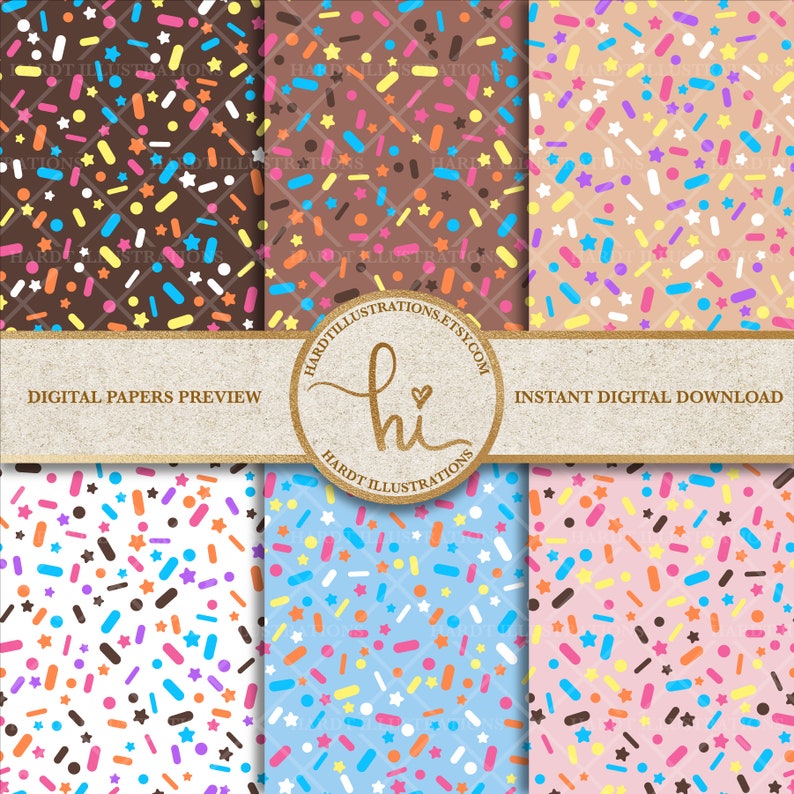 Sprinkles Digital Paper Rainbow Confetti Blend Pastel Donut | Etsy