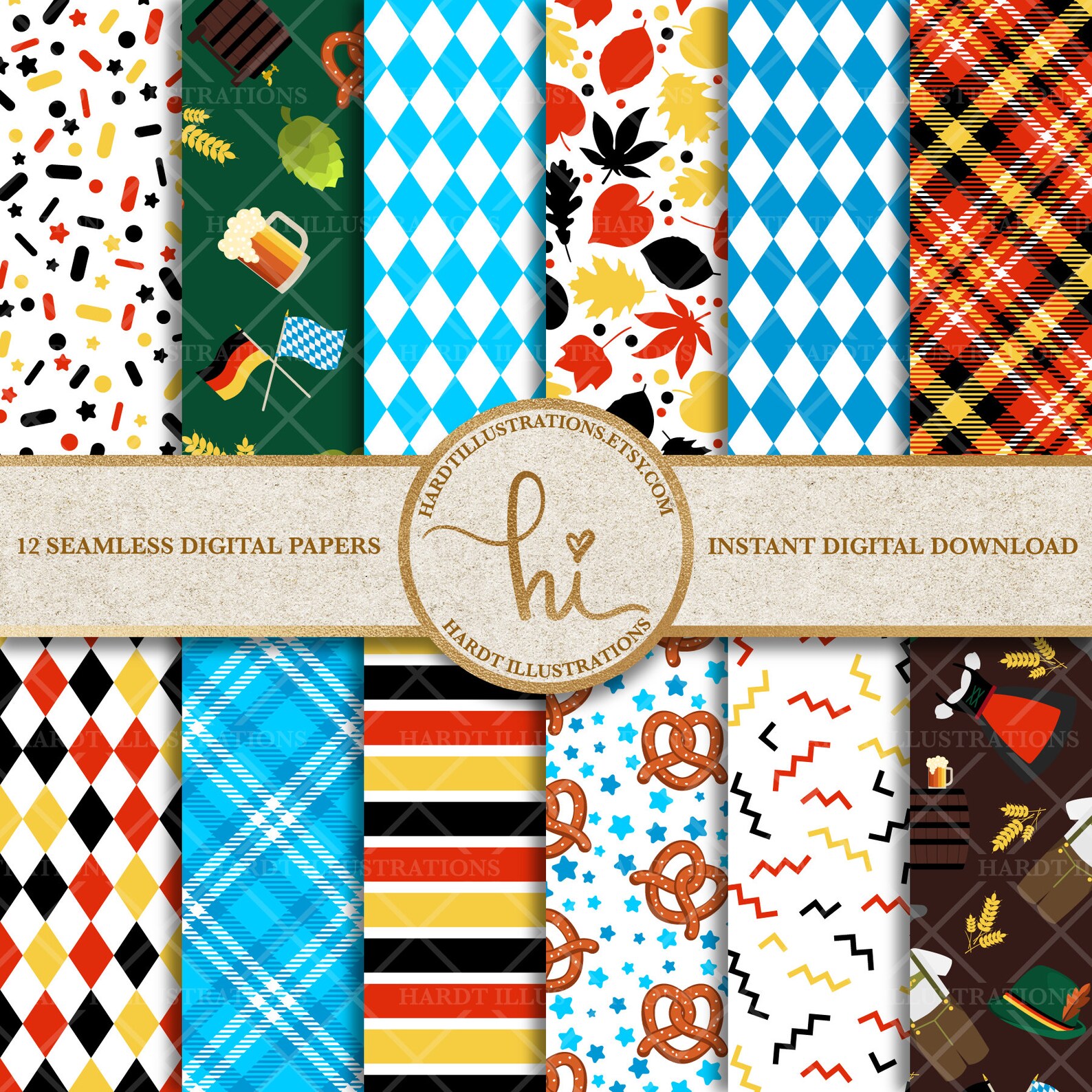 Oktoberfest Digital Paper Germany Digital Paper Beer - Etsy