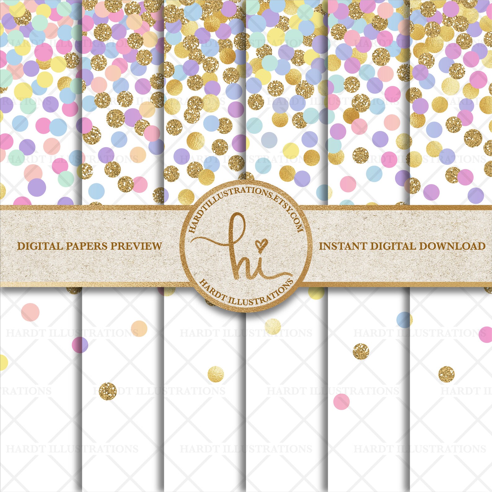 Pastel Rainbow Confetti Digital Paper Falling Confetti | Etsy