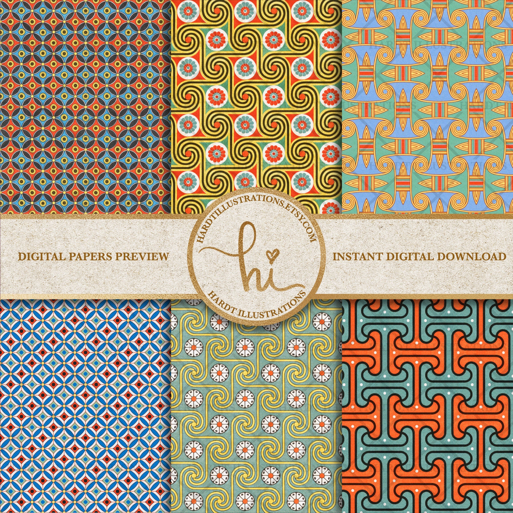 Ancient Egypt Digital Paper Set 3 Antique Egyptian Designs | Etsy